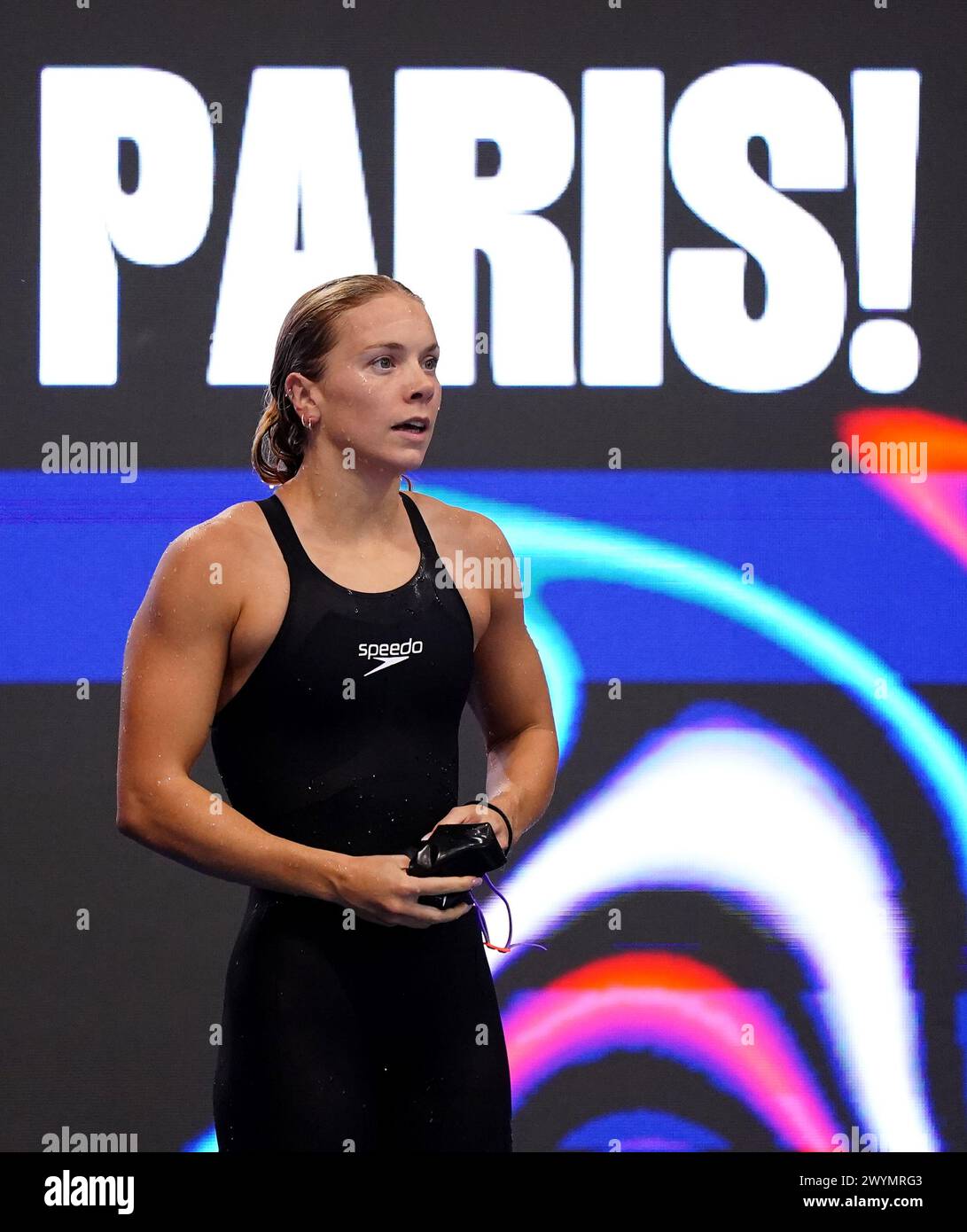 Anna Hopkin after racing in the Women's 100m Freestyle Paris Final on ...
