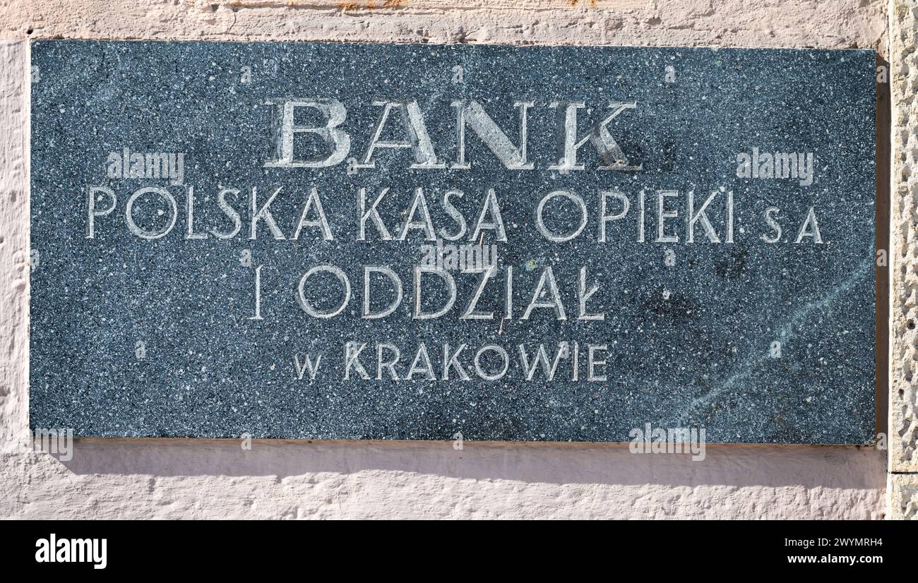Krakow, Lesser Poland, March 19, 2024 - Sign of the Polish bank and the ...