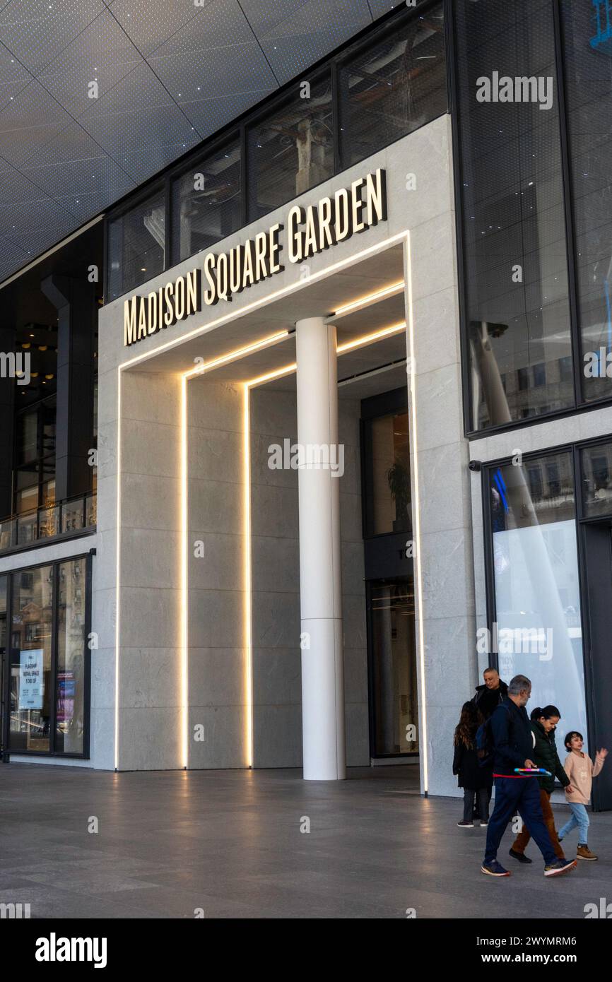 The remodeled façade of Penn Station and the entrance to Madison Square ...