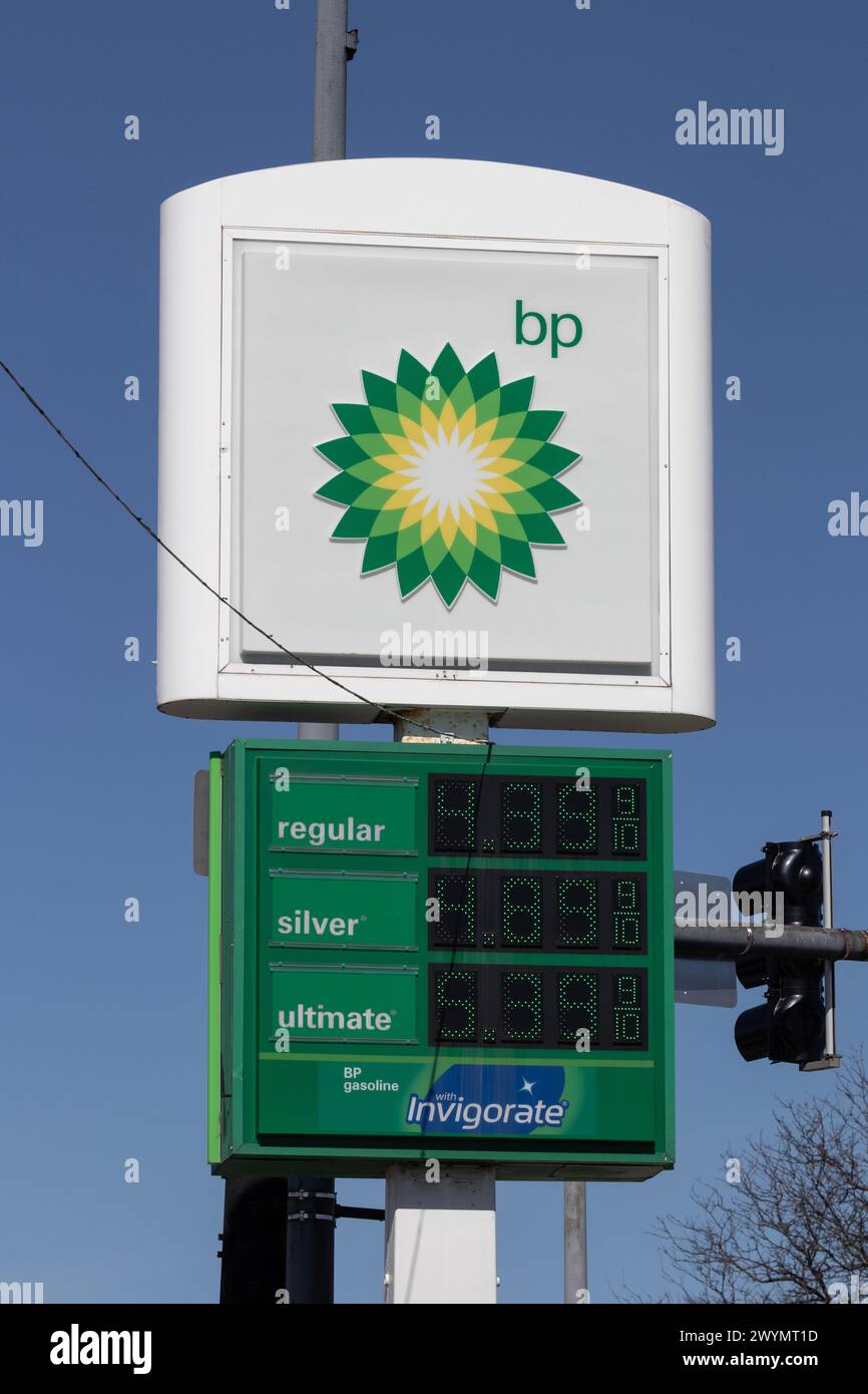Chicago - April 6, 2024: BP Retail Gas Station. BP and British ...