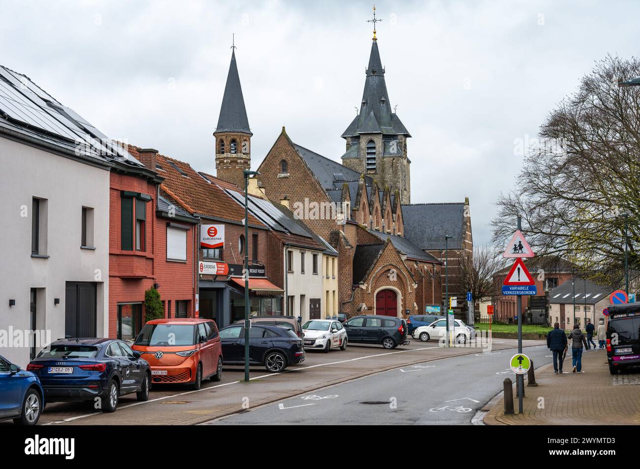 Everberg, Flemish Brabant, Belgium, March 30, 2024 - The village center ...