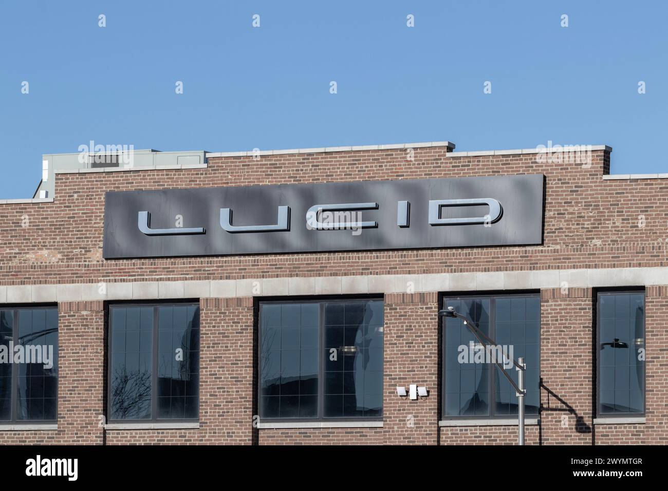 Chicago - April 6, 2024: Lucid Motors Service Center. Lucid Motors is a ...