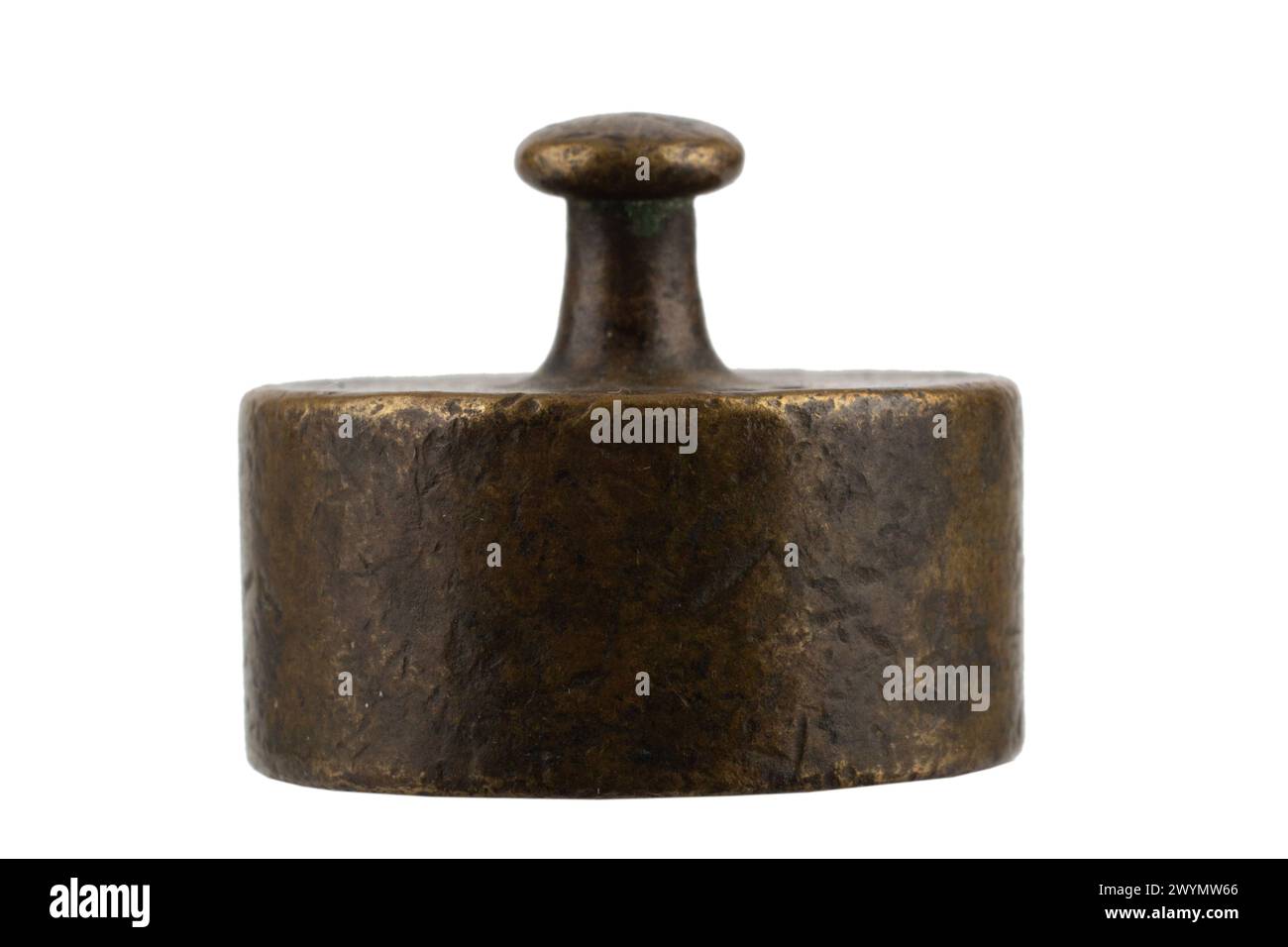 Old rusty bronze scale weights isolated on white Stock Photo - Alamy