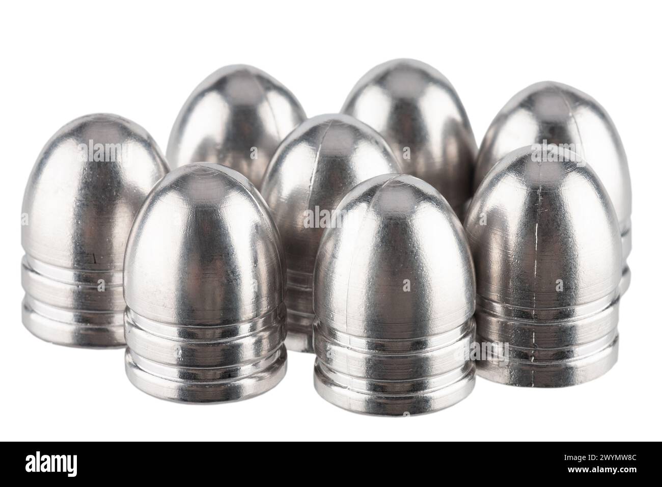 silver bullets for muzzle guns on white background Stock Photo - Alamy