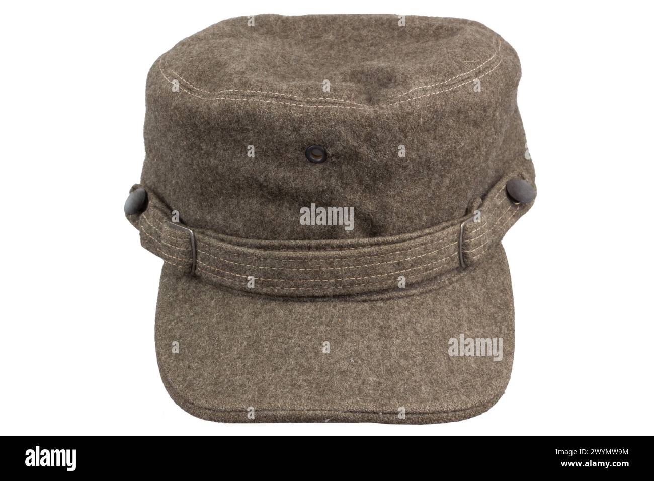 vintage army winter uniform cap isolated on white background Stock ...