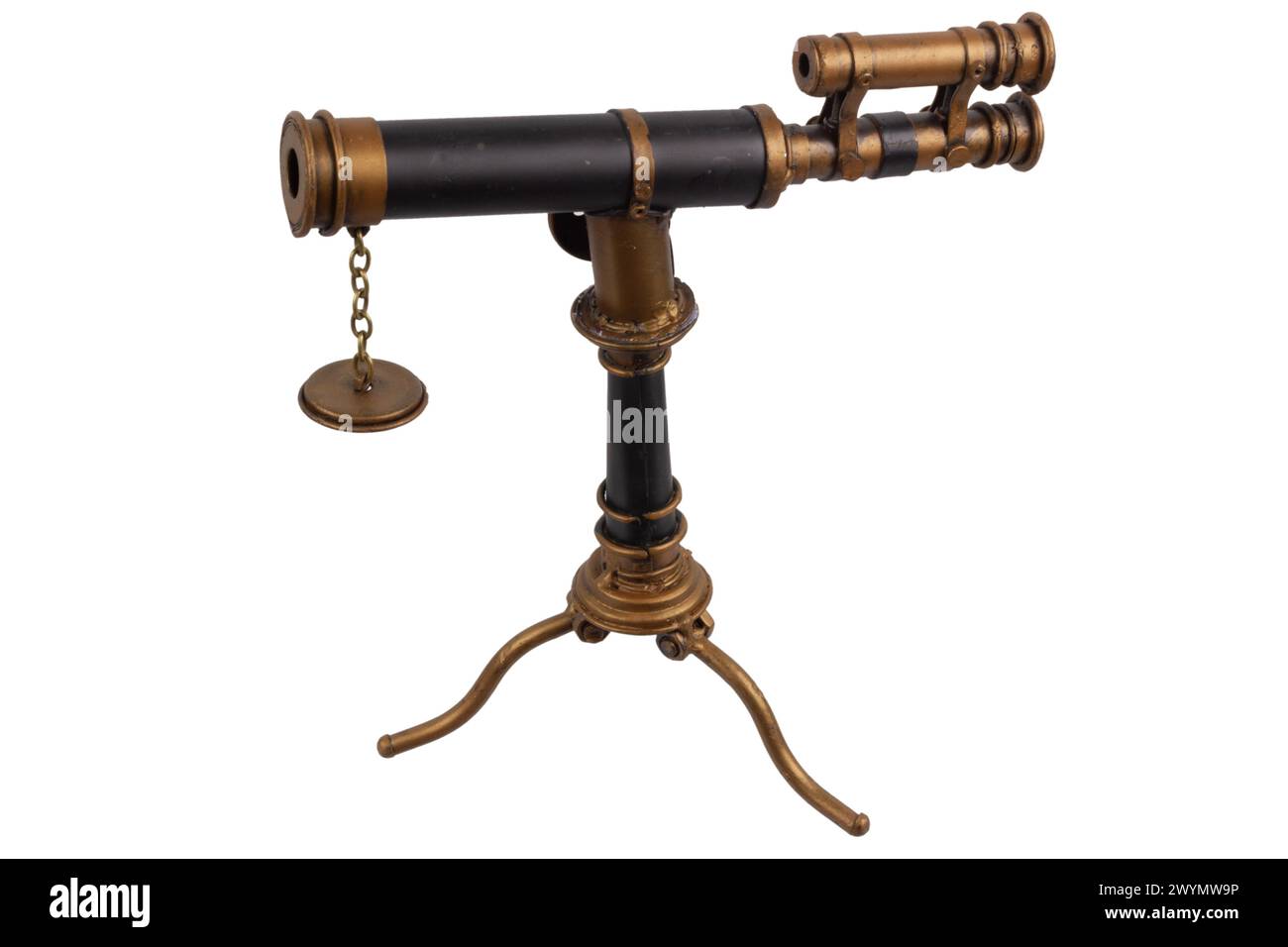 vintage brass telescope isolated on white background Stock Photo - Alamy