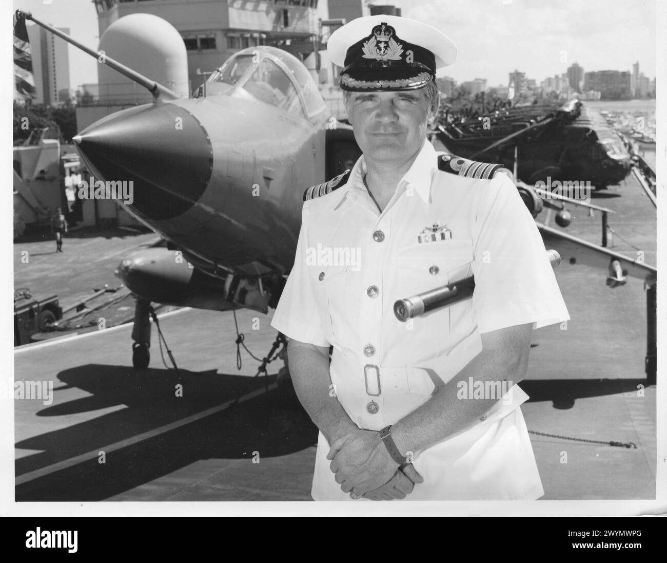 CAPT. MICHAEL HARRIS, COMMANDING OFFICER OF HMS ARK ROYAL 1989 PIC MIKE ...