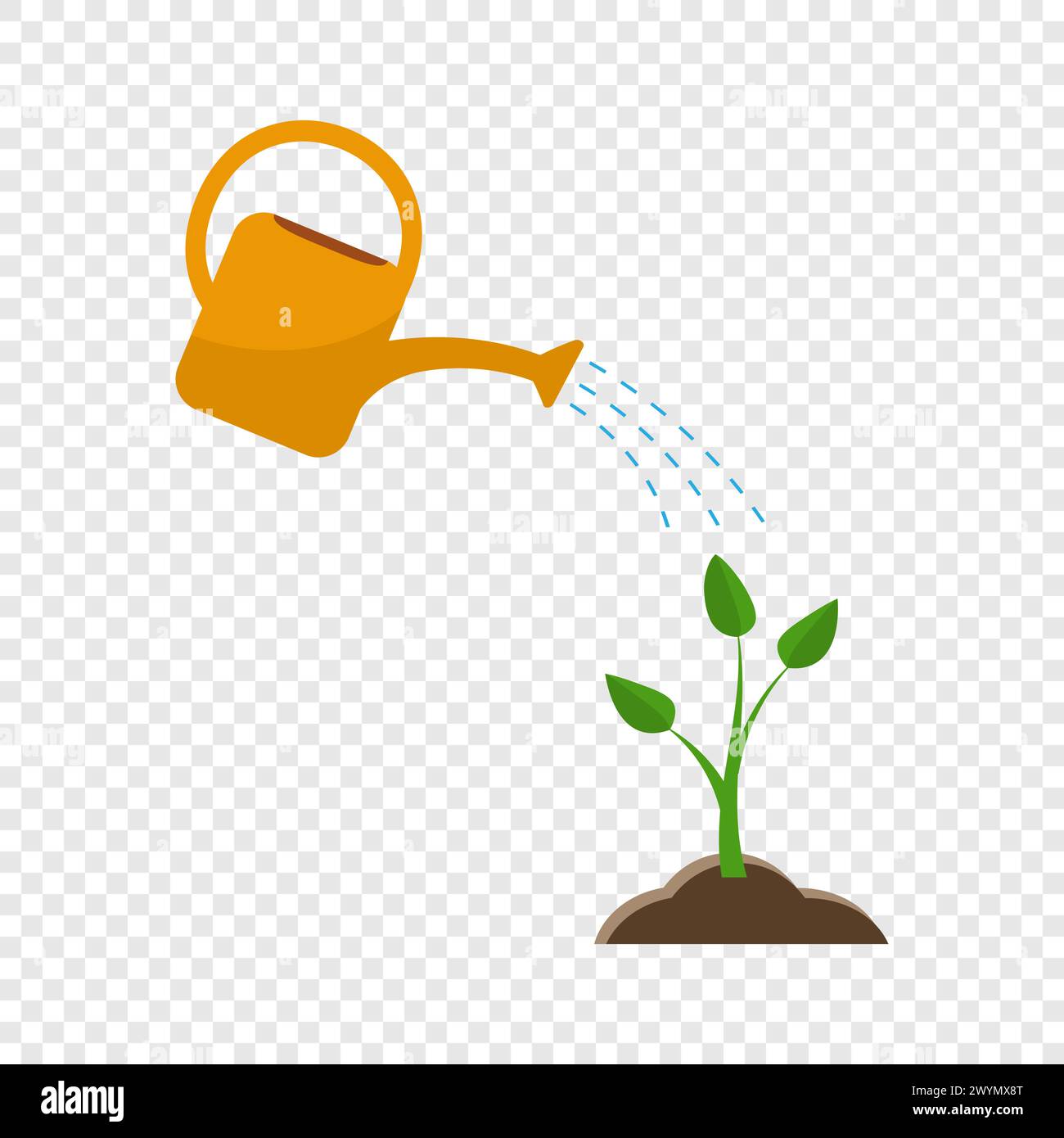 Watering young plants. Vector illustration Stock Vector Image & Art - Alamy
