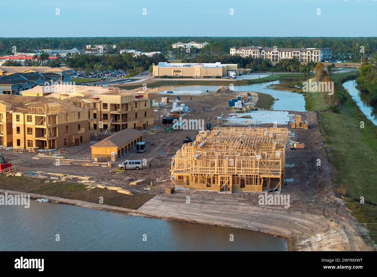 Development of residential housing in American suburbs. Unfinished ...