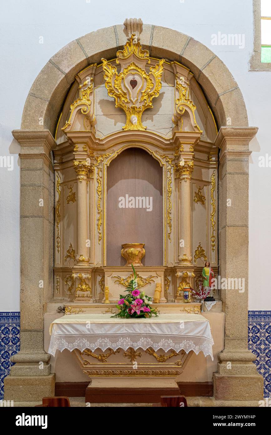 Interior of the parish church of the village of Malpica do Tejo with ...