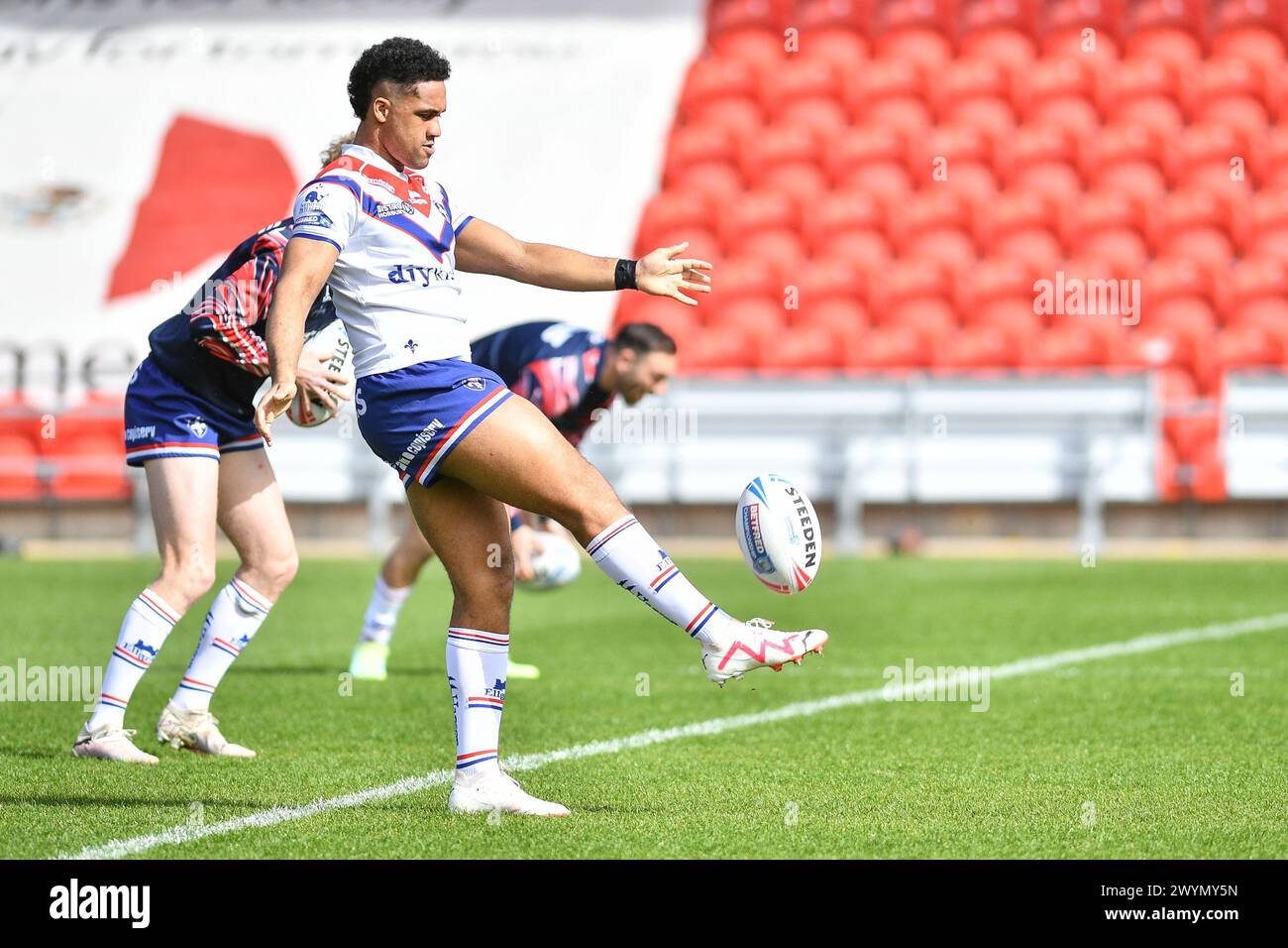 Doncaster, England - 7th April 2024 Wakefield Trinity's Derrell ...