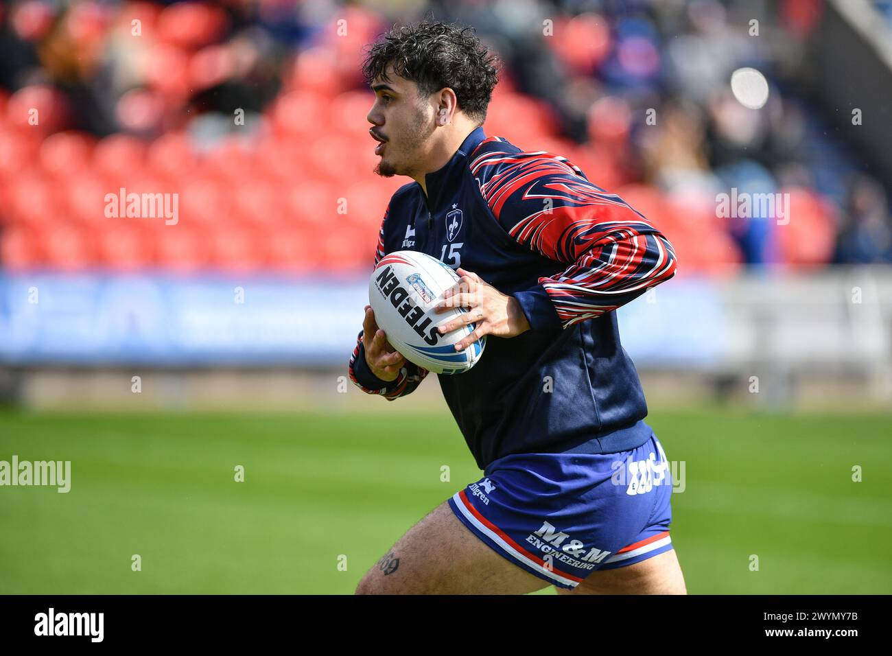Doncaster, England - 7th April 2024 Wakefield Trinity's Caleb Uele ...