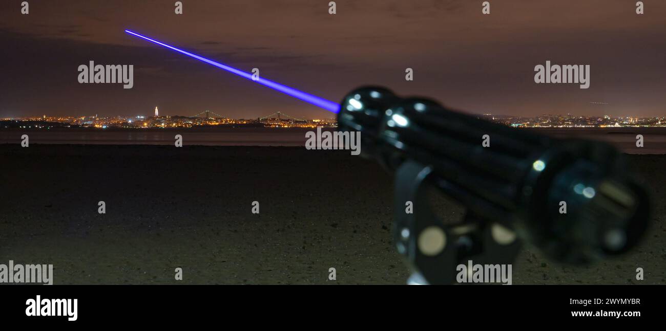 Blue beam laser device for activities with projection to the sky at ...