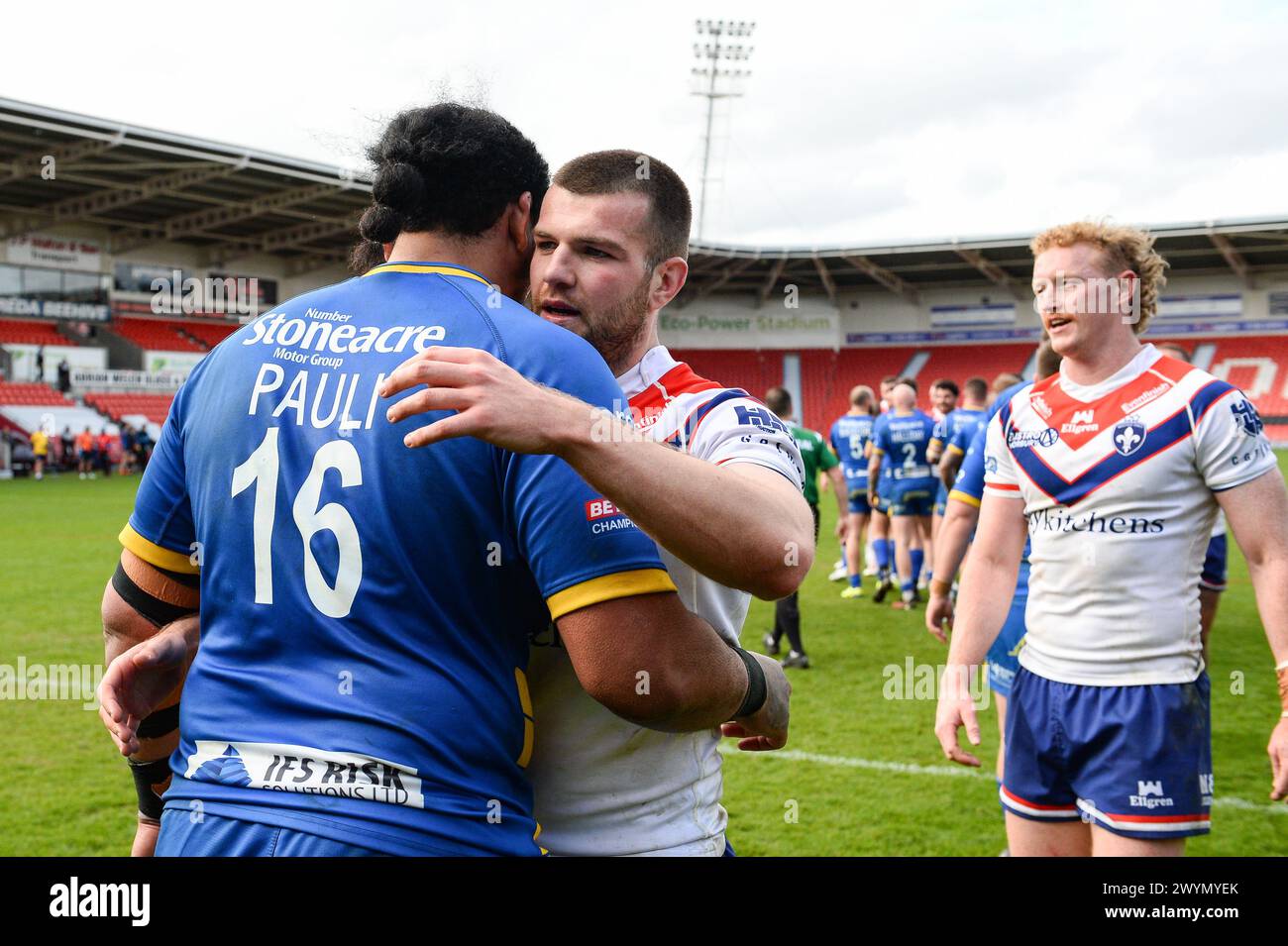 Doncaster, England - 7th April 2024 Pauli Pauli of Doncaster RLFC and ...