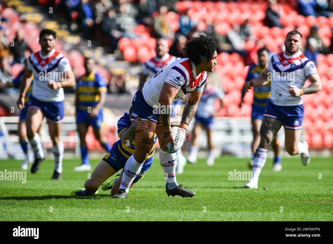 Doncaster, England - 7th April 2024 Wakefield Trinity's Renouf Atoni ...