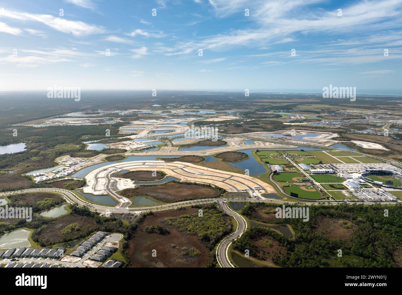 New suburban development area ready for housing construction on ...