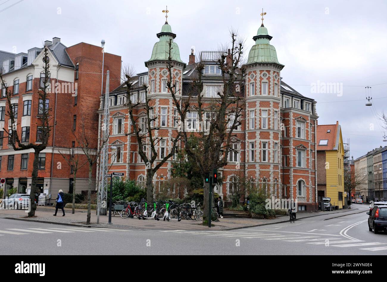 Street scene with apartment buildings in the Frederiksberg neighborhood ...