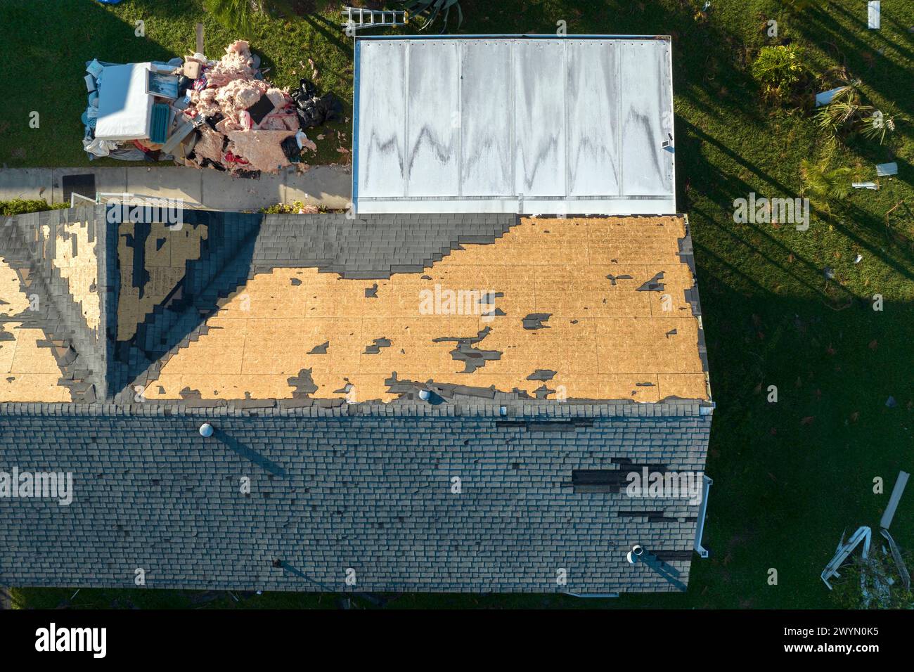 Severely damaged houses after hurricane Ian in Florida mobile home ...