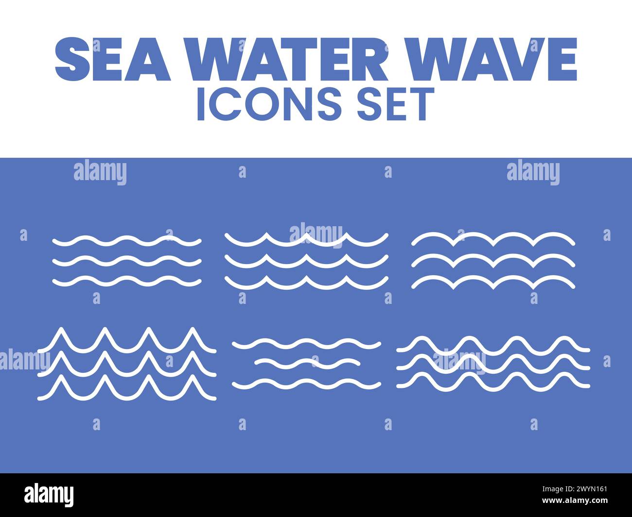 Sea Water Wave Icon Set Vector Illustration Sea Line Wave Icons vector ...