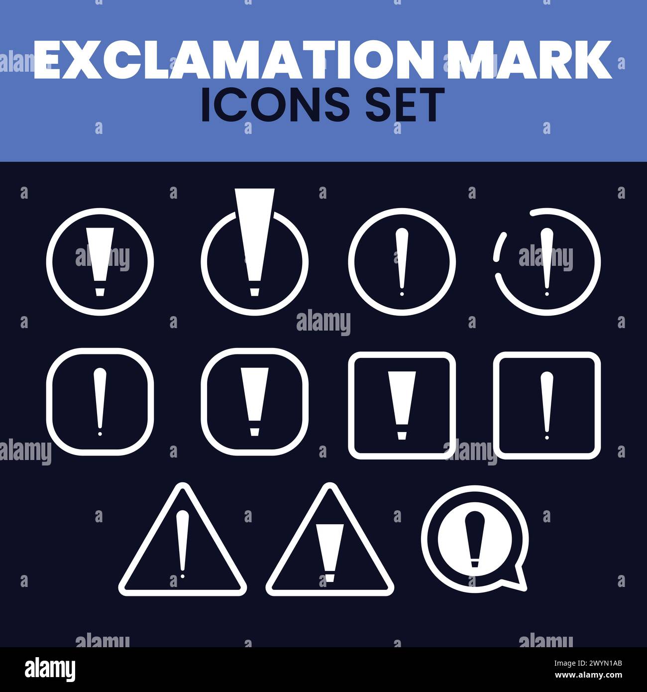 Exclamation Mark Icons Set Vector Exclamation Mark Icons Warning Sign Illustration Icons Set