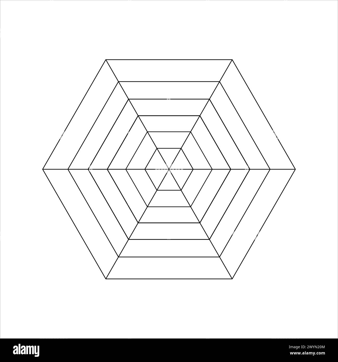 Hexagon diagram divided on equal segments. Statistics or analytics ...