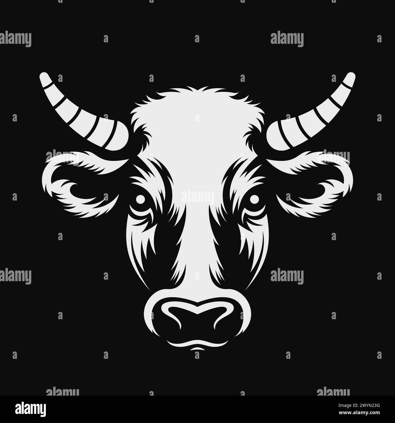 Cow head logo. Black and white emblem. Vector illustration EPS10 Stock ...