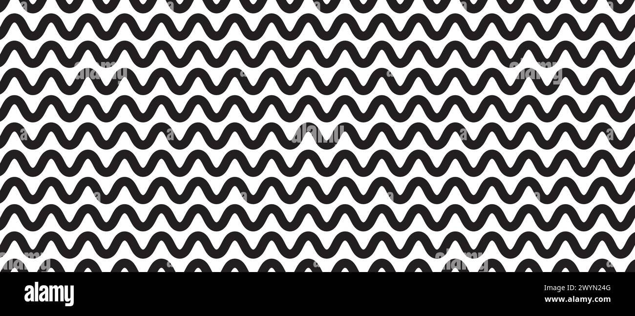 Horizontal bold wavy lines. Background with black and white undulate ...