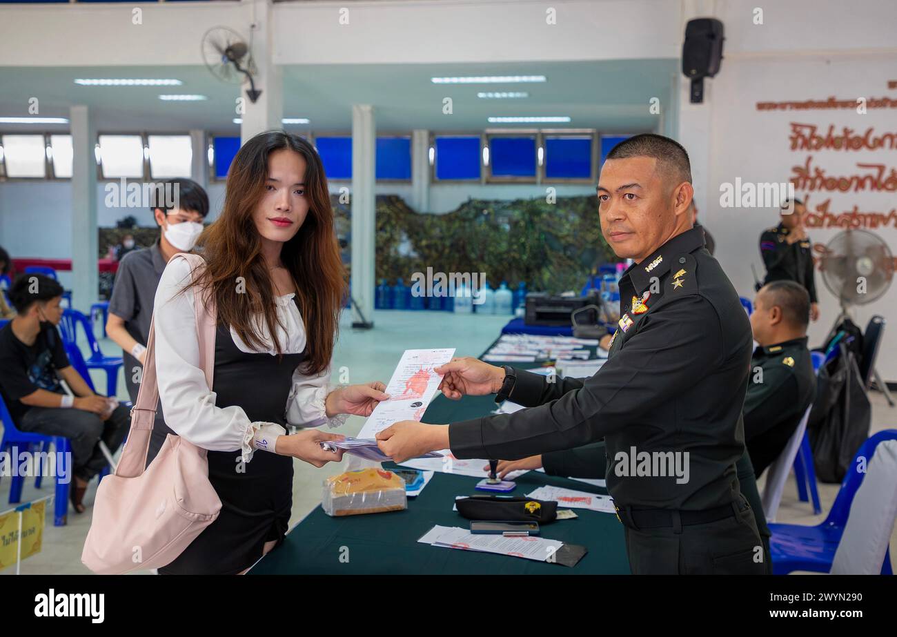Chiang Mai, Thailand. 07th Apr, 2024. A Thai LGBTQ (L) is being ...