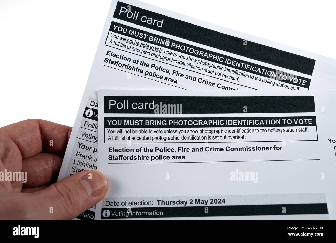 Poll cards for Election of the police Fire and Crime Commissioner for ...