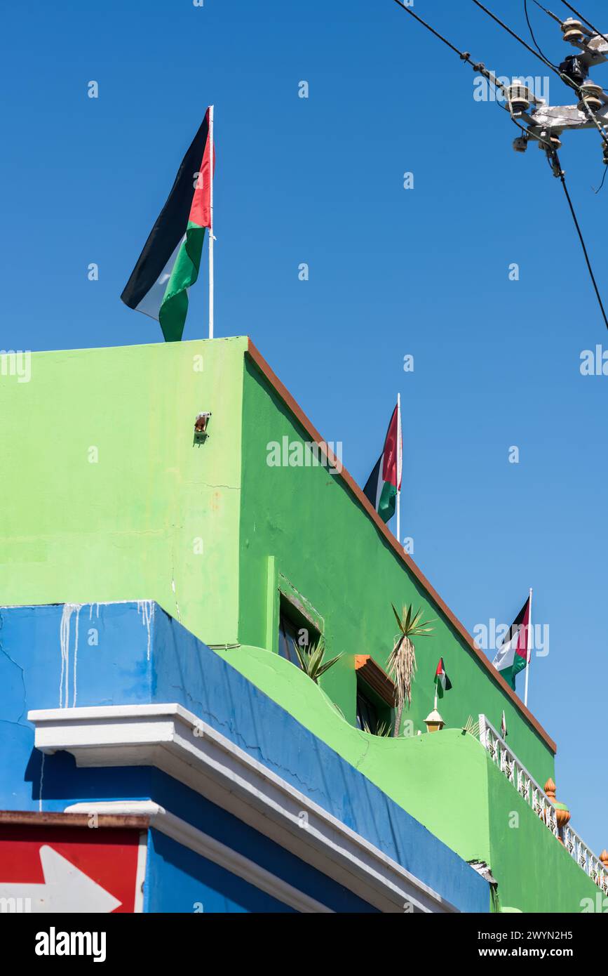 Palestine flag waving against clean blue sky Stock Photo - Alamy