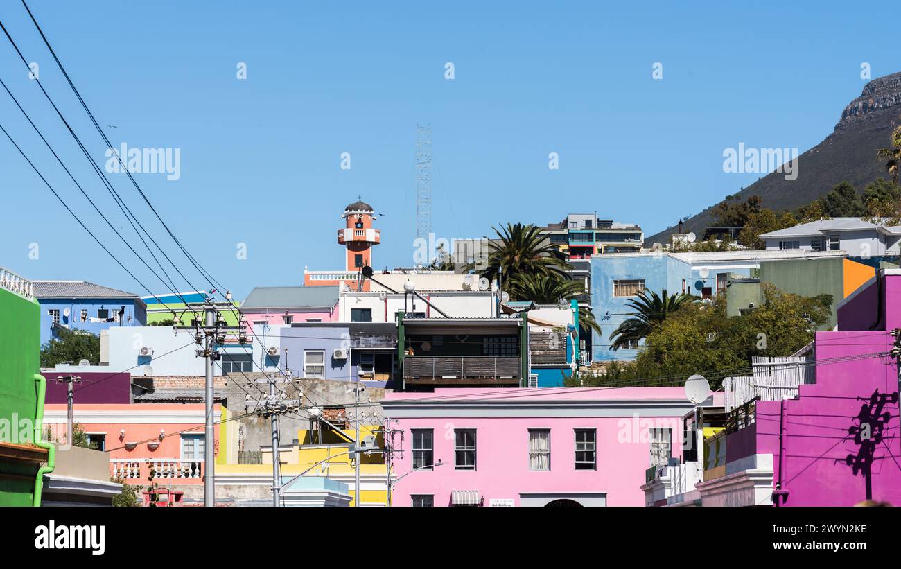 View of the colorful Bo-Kaap in Cape Town, South Africa. A popular ...