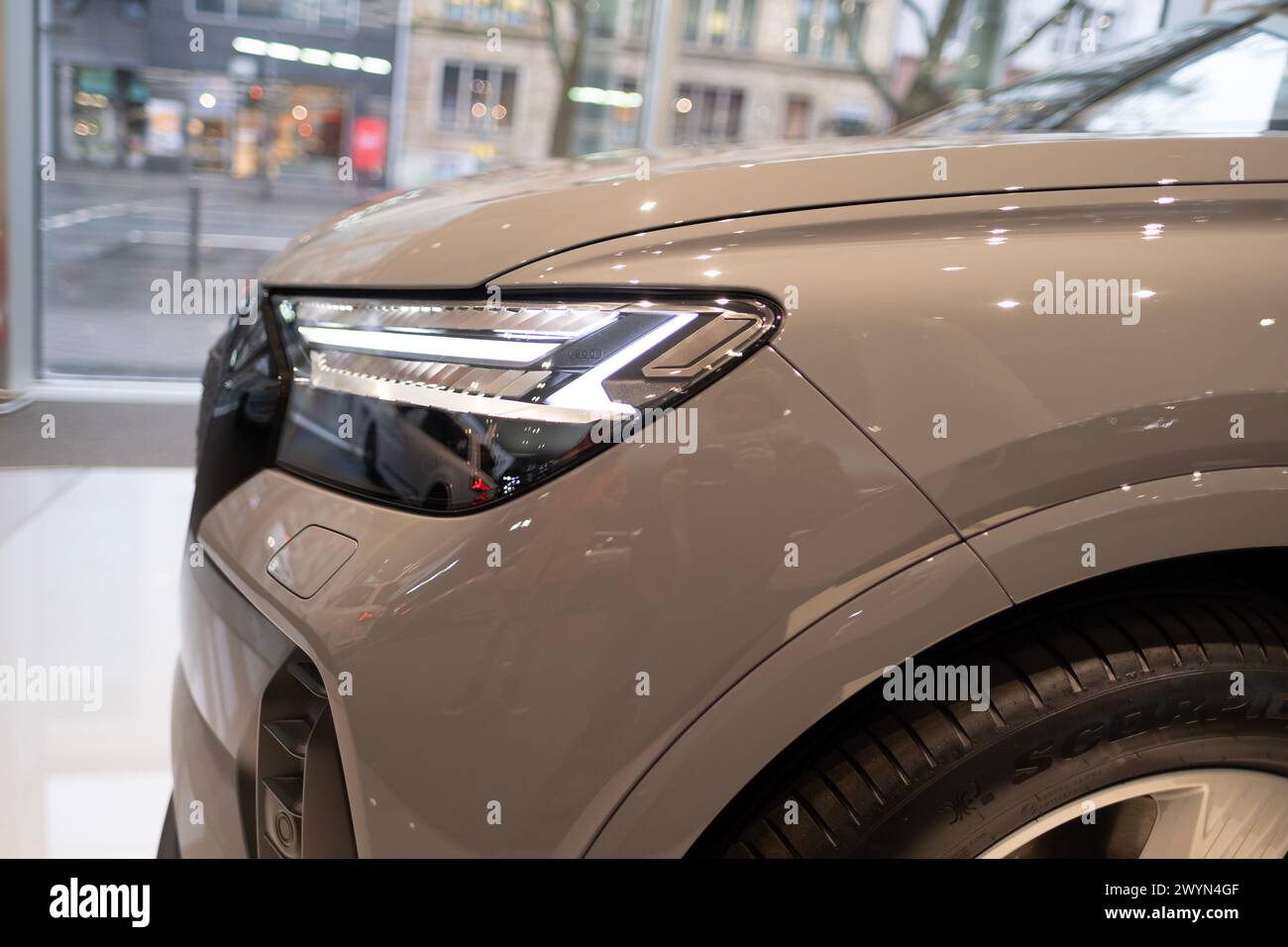 grey All-electric crossover Audi Q4 e-tron with panoramic roof, German ...