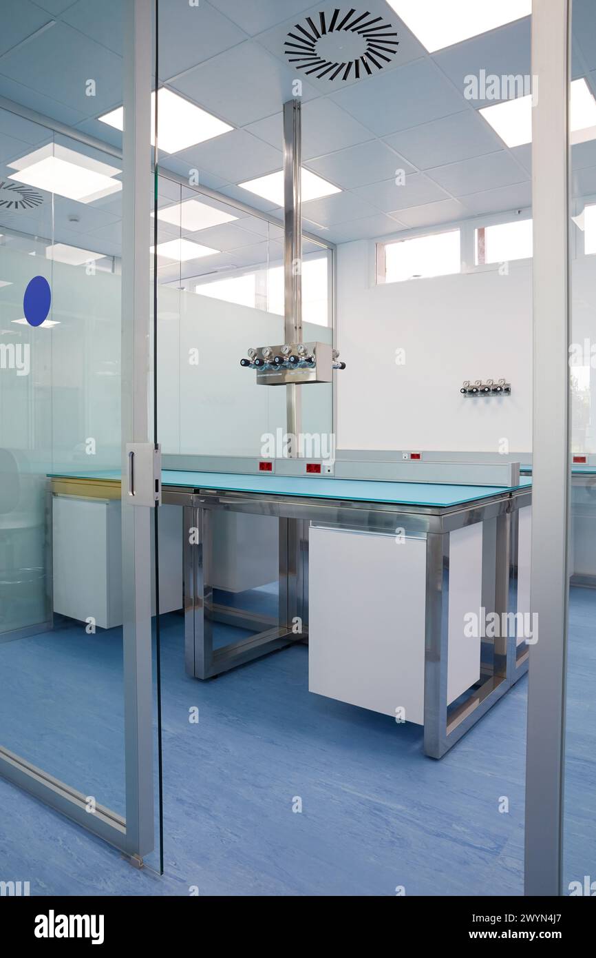 Bio pharmaceutical laboratory. Empty chemical laboratory. Barcelona ...