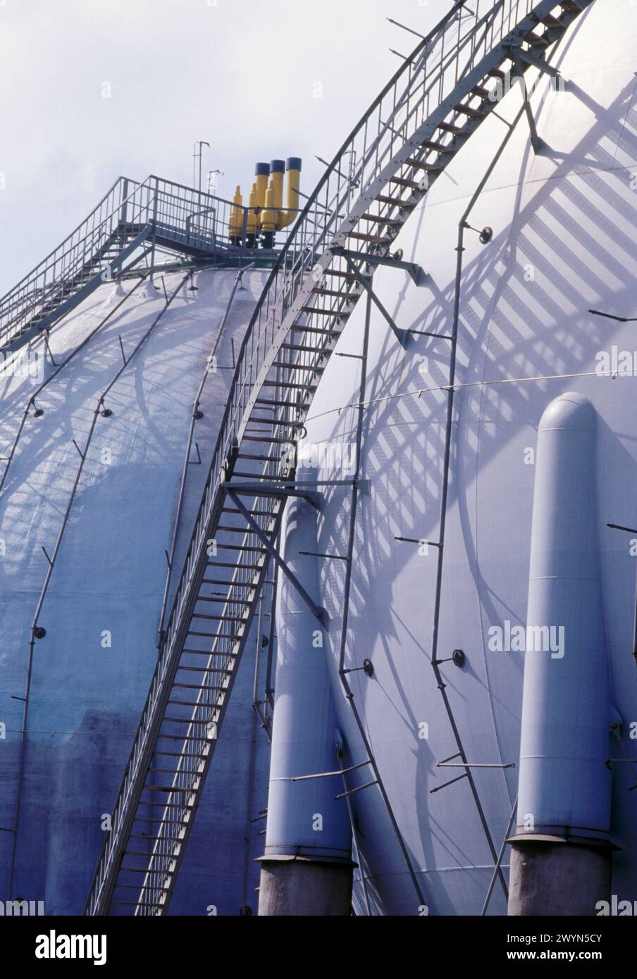 Butane gas tanks, distribution plant. El Musel, port of Gijón. Spain ...