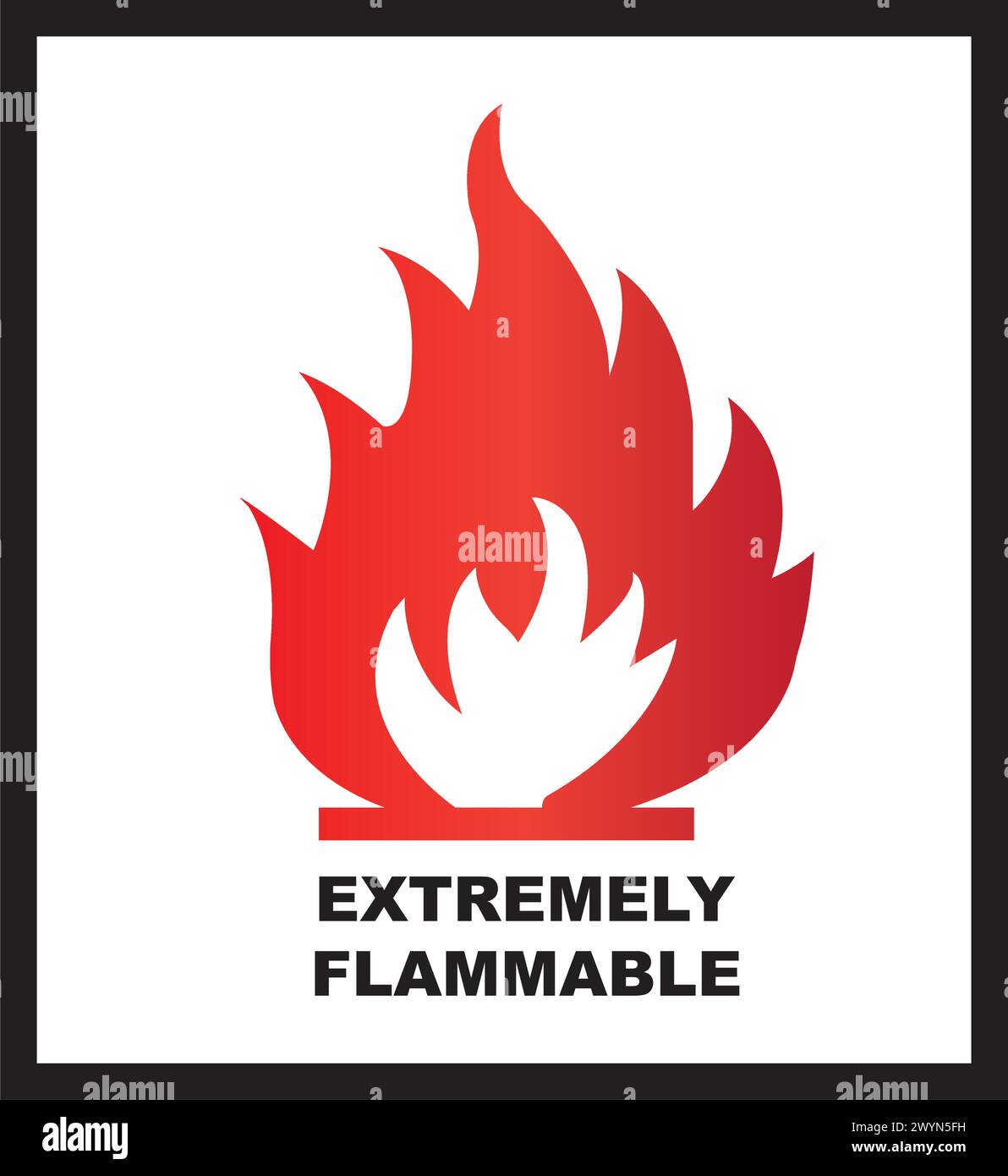 Chemical hazard icon, flammable warning symbol vector illustration ...