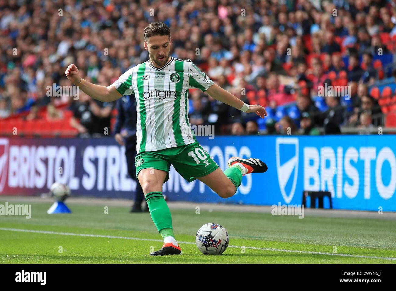 London, UK. 07th Apr, 2024. Luke Leahy of Wycombe Wanderers in action ...