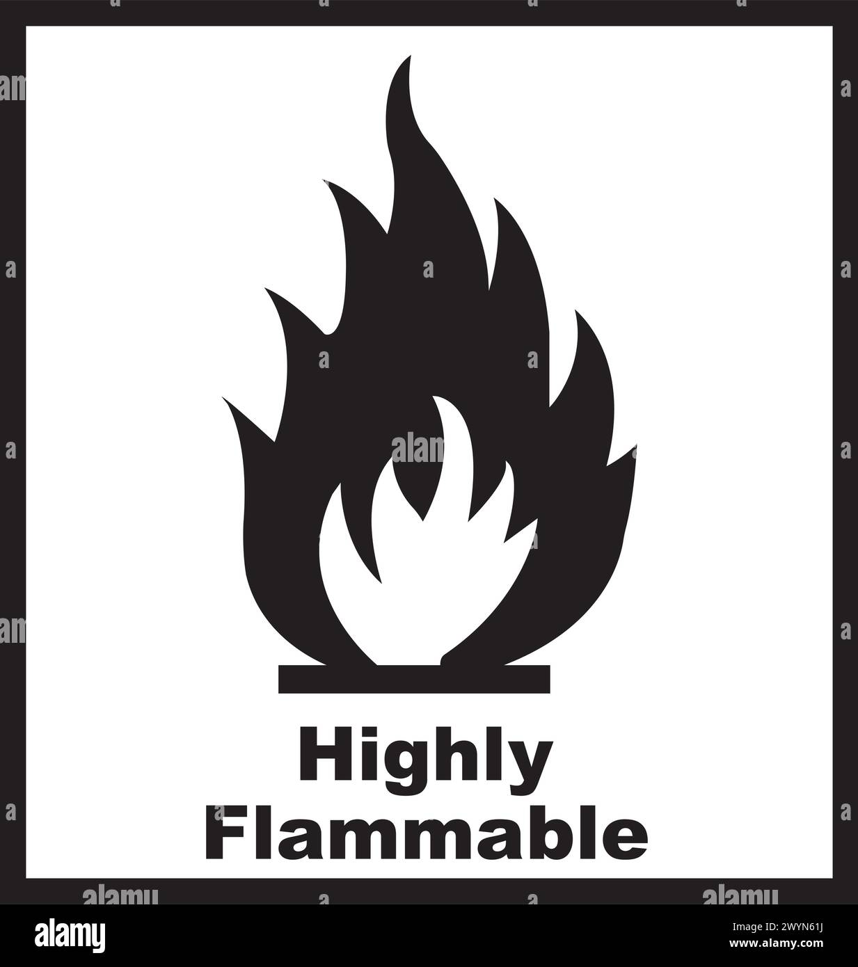 Chemical hazard icon, flammable warning symbol vector illustration ...