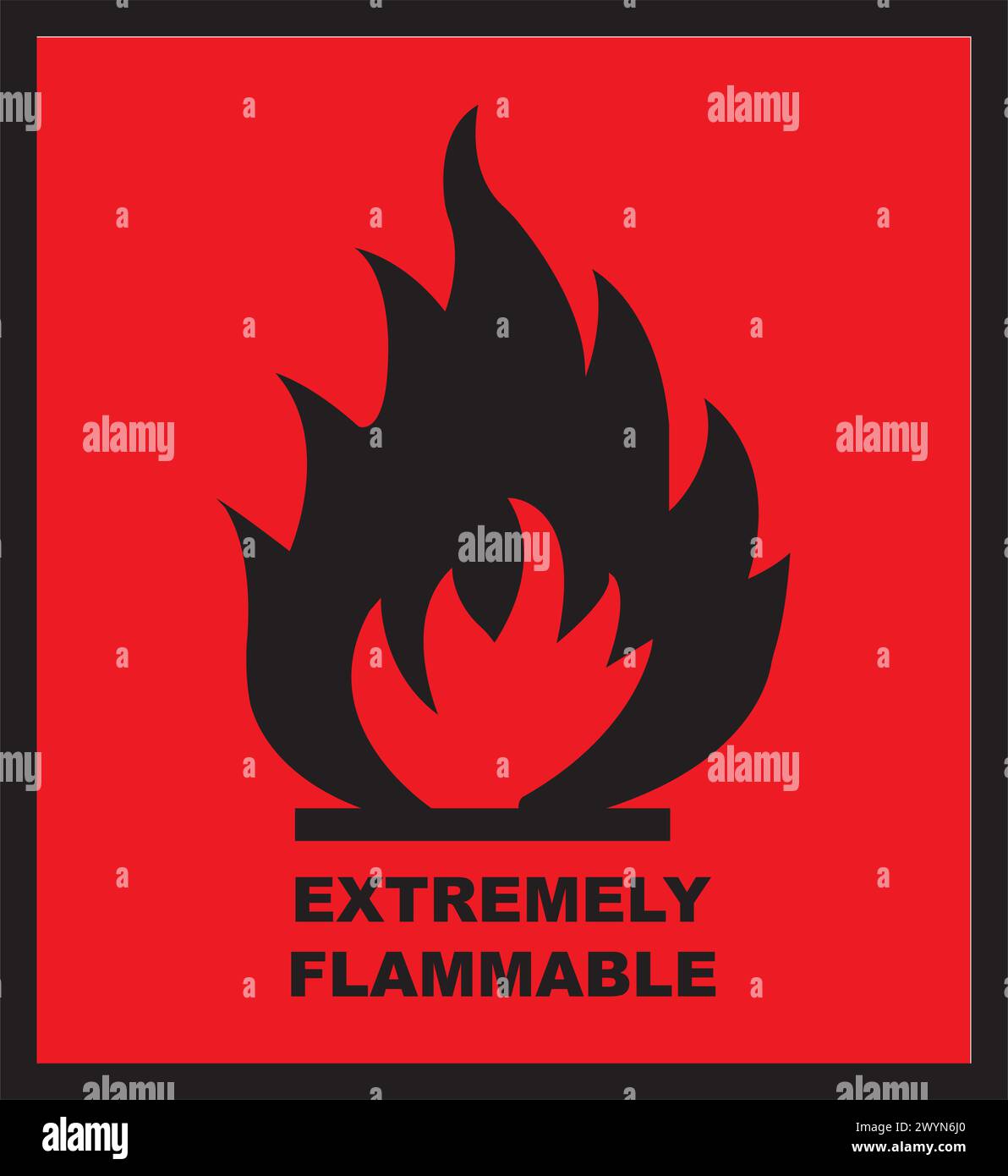 Chemical hazard icon, flammable warning symbol vector illustration ...