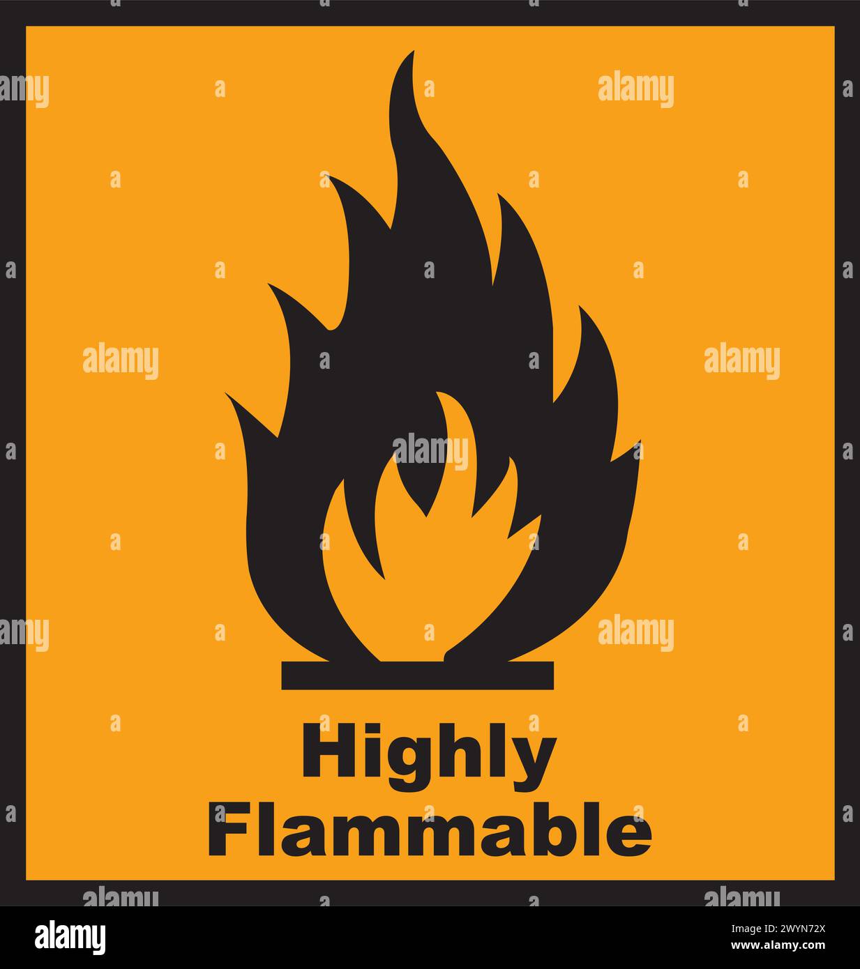 Chemical hazard icon, flammable warning symbol vector illustration ...