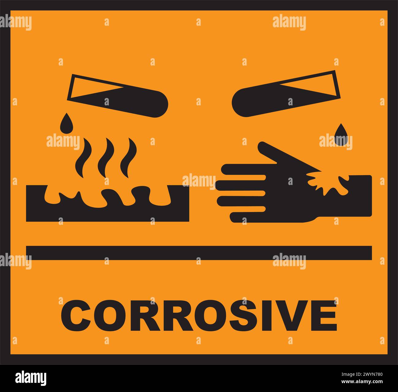 Chemical hazard icon, flammable warning symbol vector illustration ...
