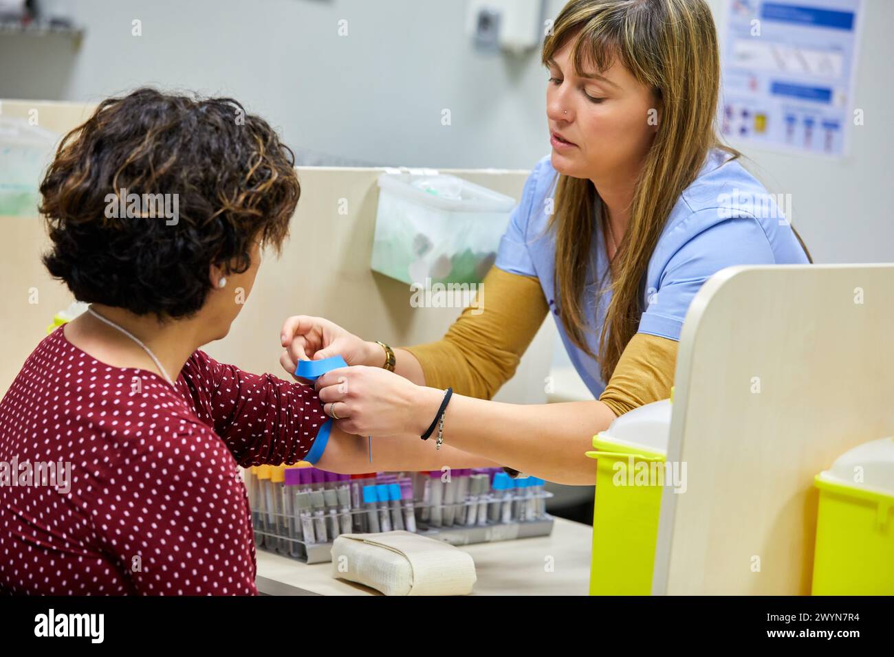 Nurse performing a blood draw, Antiguo Health Center, Donostia, San ...