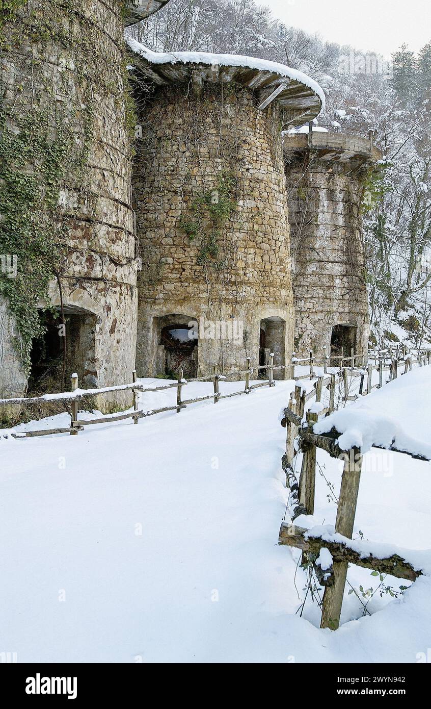 Old iron ore furnaces at Aizpea mining complex. Zerain. Euskadi. Spain ...