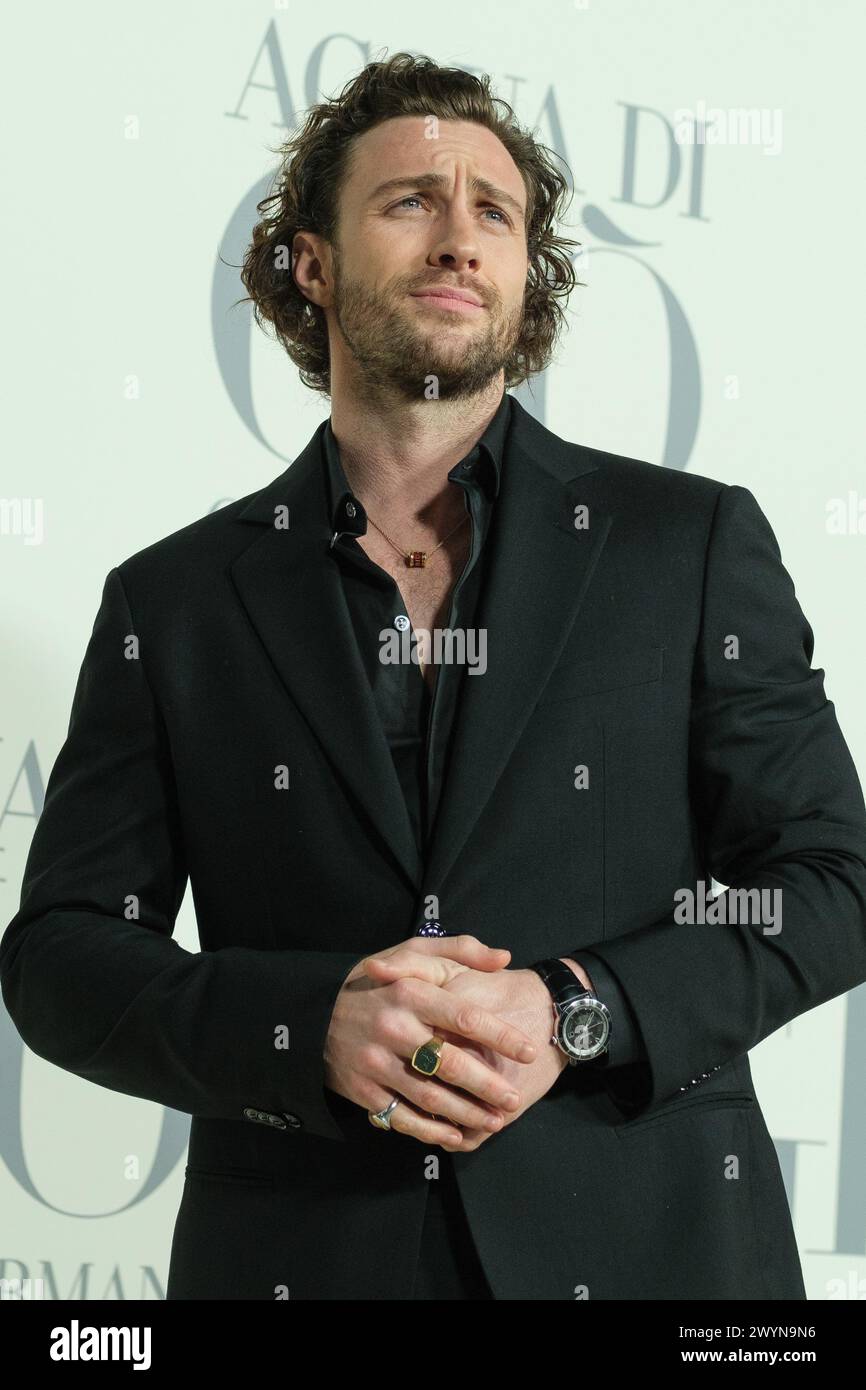 Aaron Taylor Johnson attends the Madrid photocall for "ACQUA DI GIO" By ...