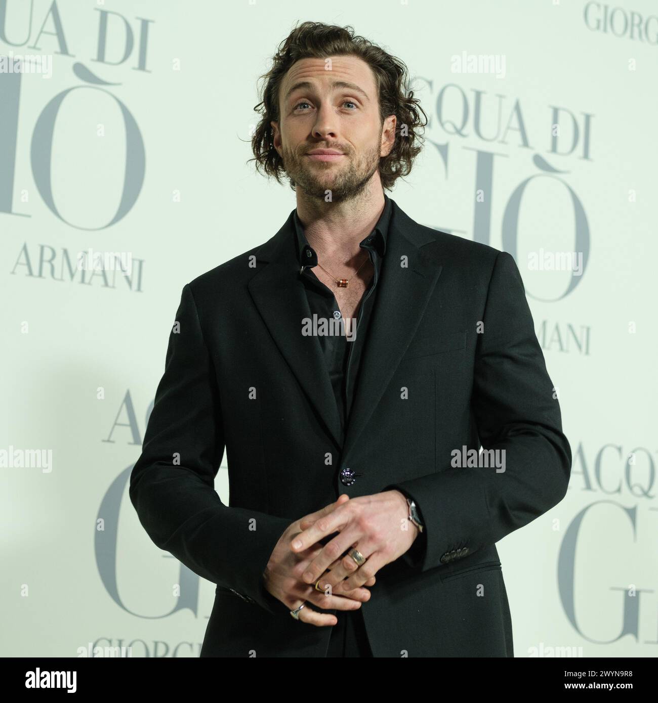 Aaron Taylor Johnson attends the Madrid photocall for "ACQUA DI GIO" By ...