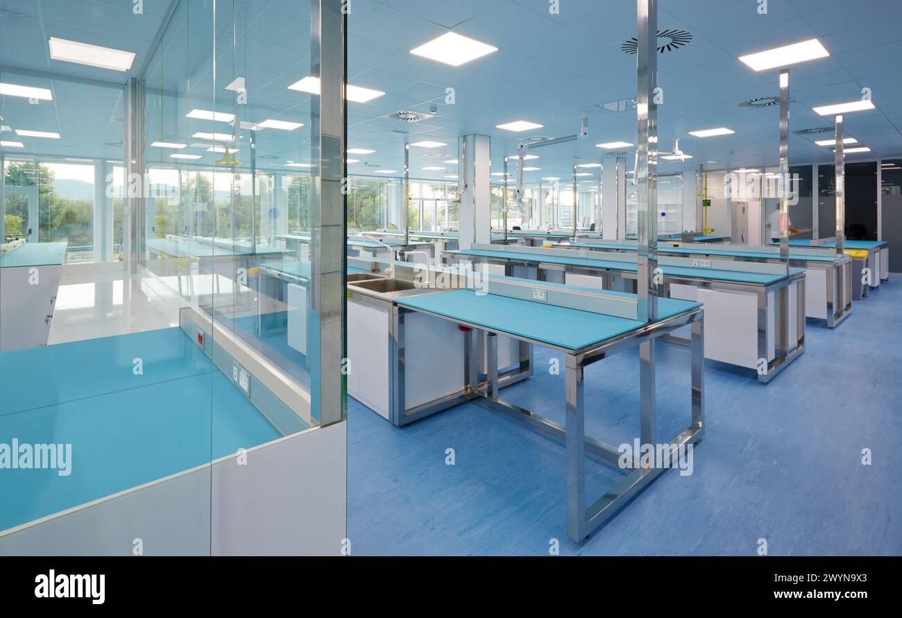 Bio pharmaceutical laboratory. Empty chemical laboratory. Barcelona ...