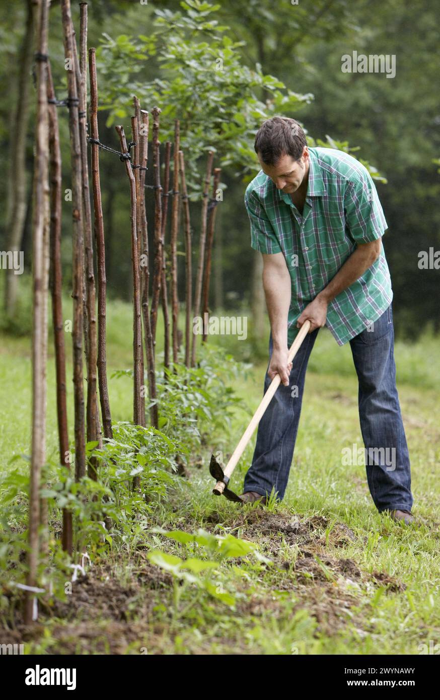 Farmer using hoe hand tool hi-res stock photography and images - Alamy