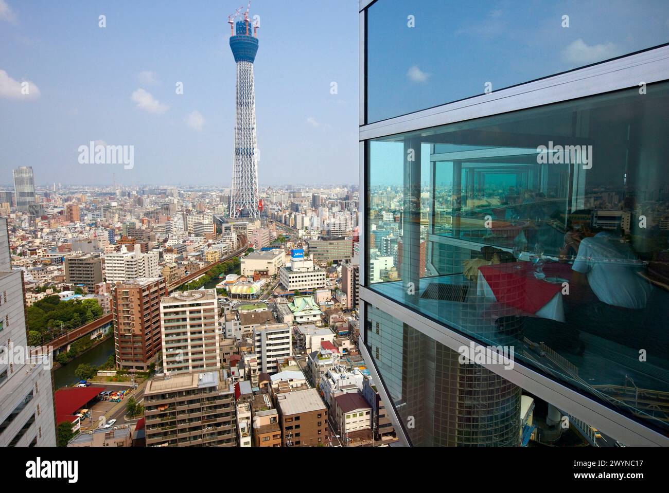 Asahi Beer Tower and Tokyo Sky Tree under construction, Sumida, Asakusa ...