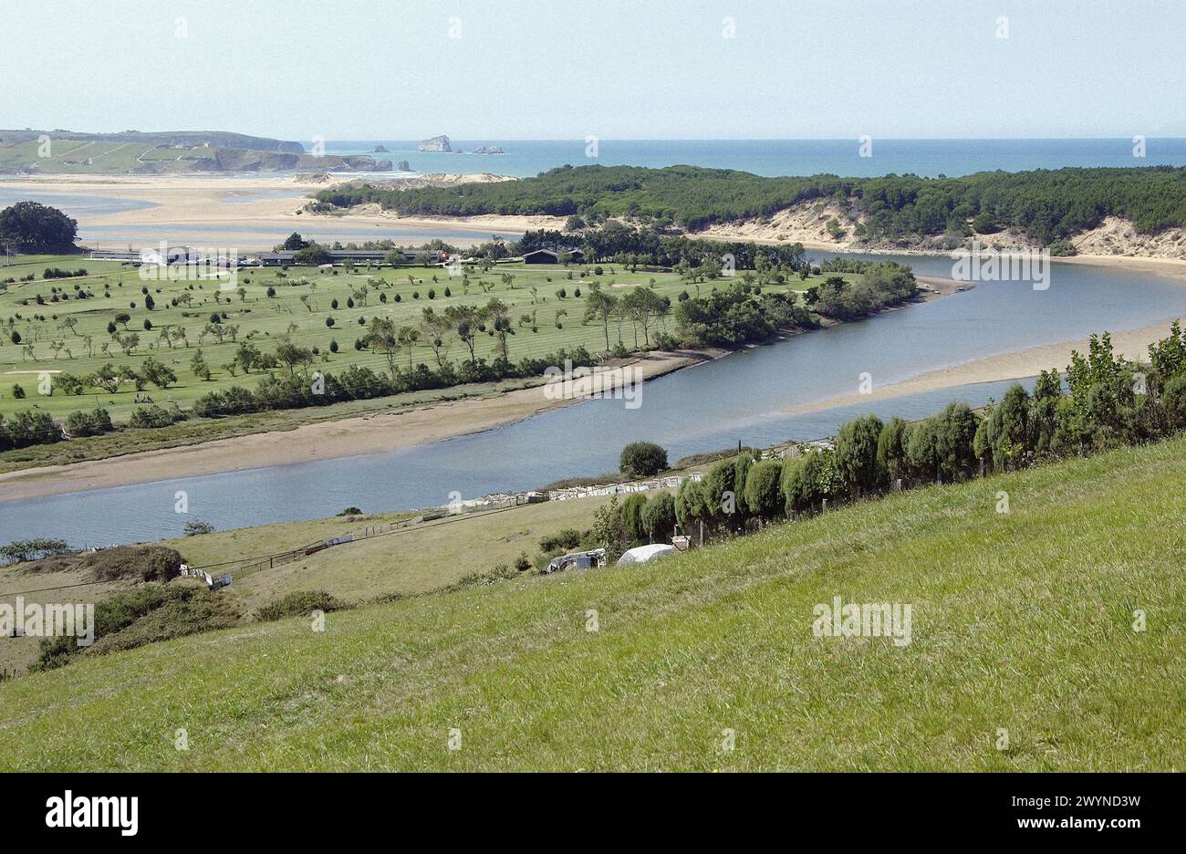 River Pas mouth. Ria de Mogro. Parque Natural Dunas de Liencres. Miengo ...