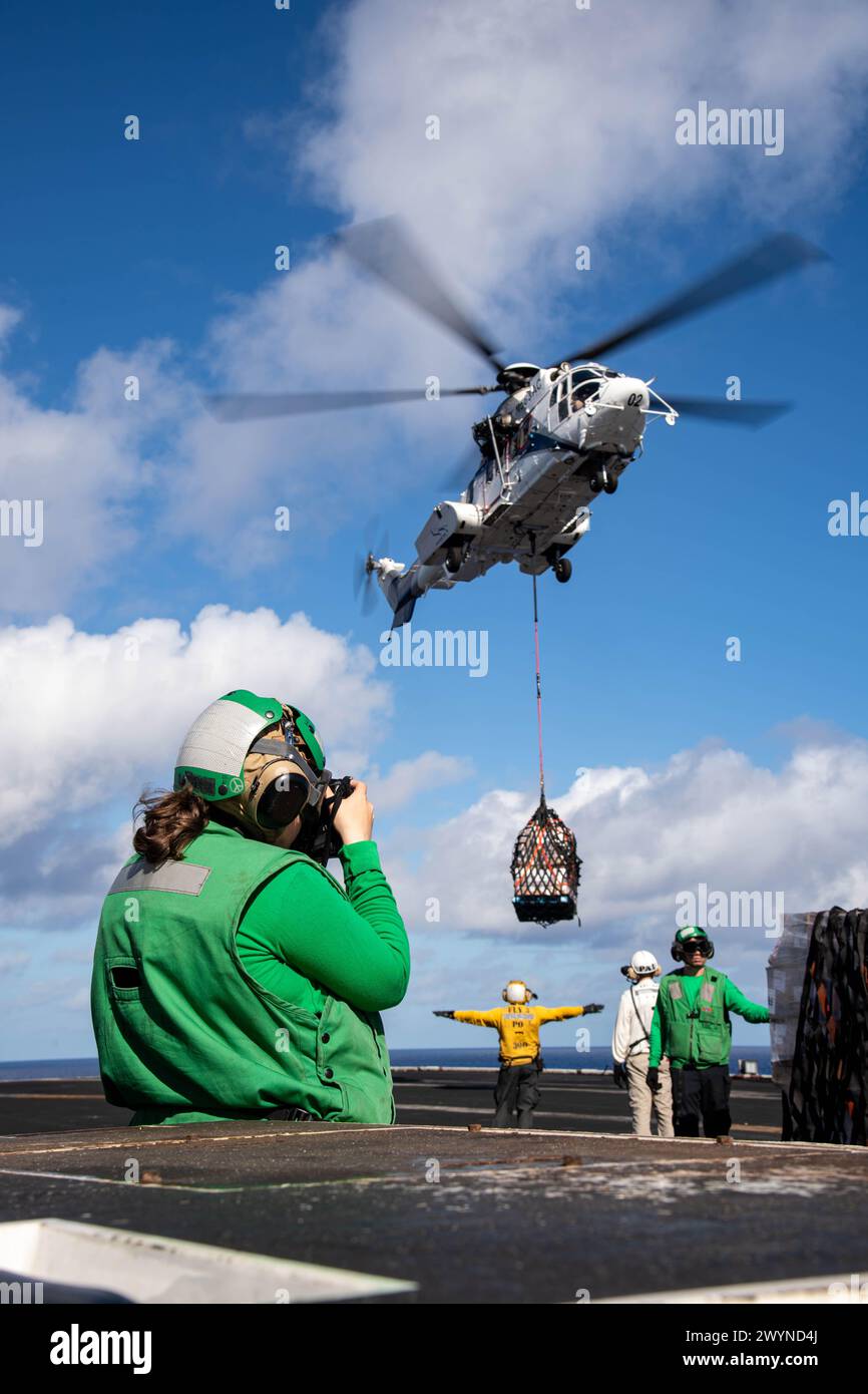 PHILIPPINE SEA (April 5, 2024) An AS-332 Super Puma, assigned to the ...