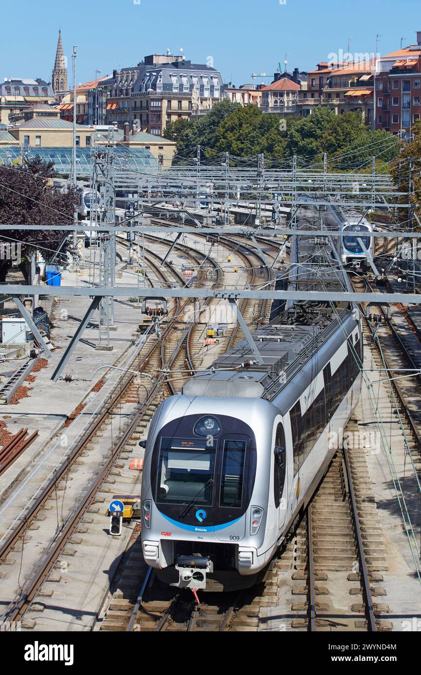 Railroad track. Commuter Train Station. Euskotren. Easo Square ...